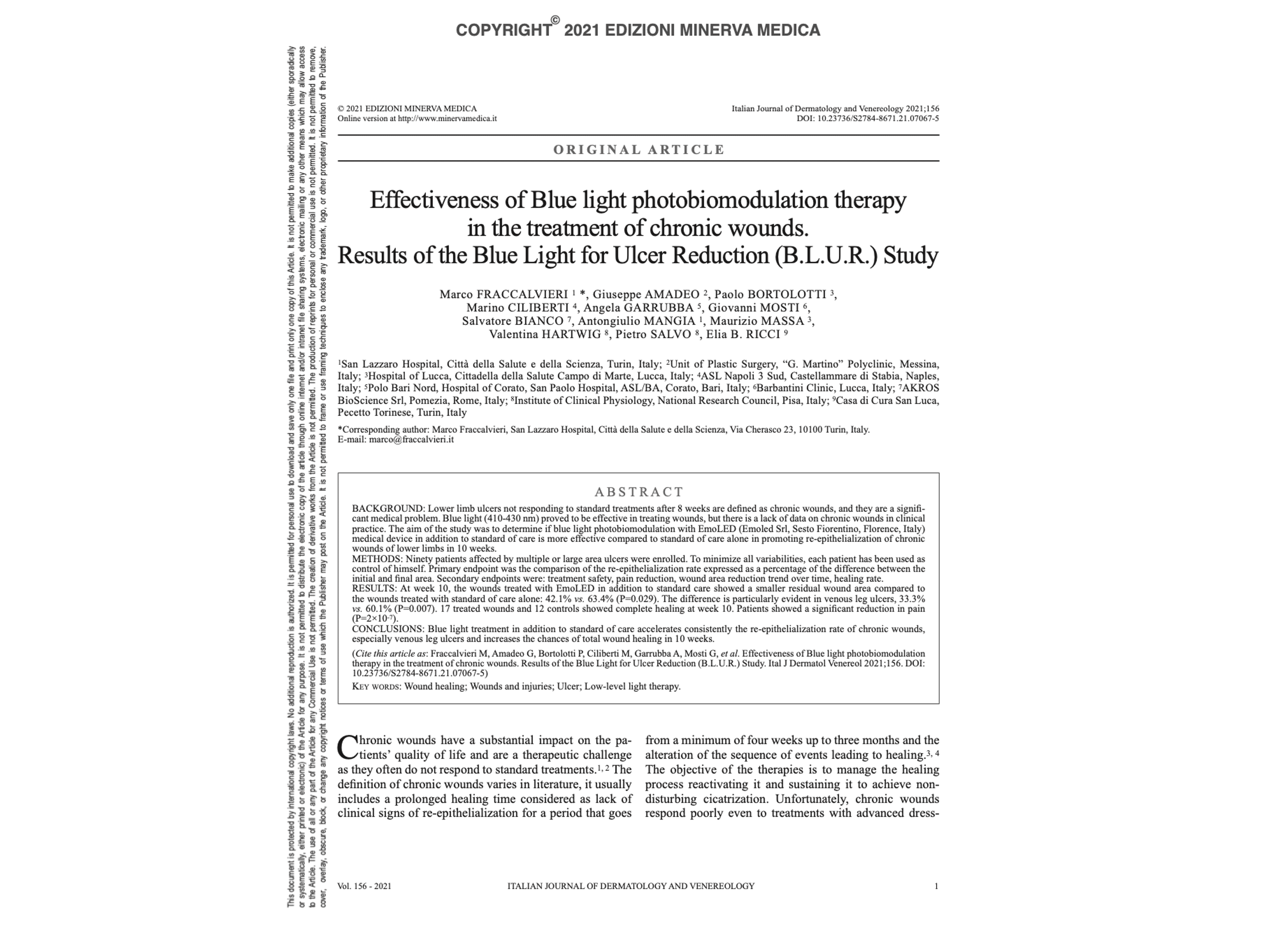 Blue Light for Ulcers Reduction (B.L.U.R.) Study - Emoled