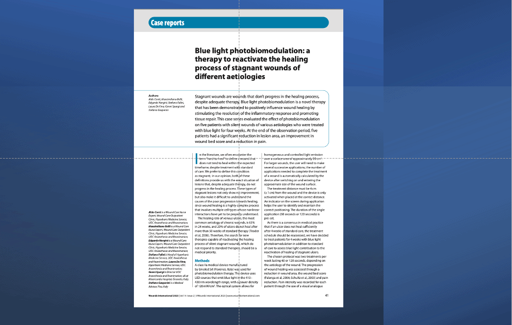 Blue Light to reactivate the healing process of stagnant wounds - Emoled