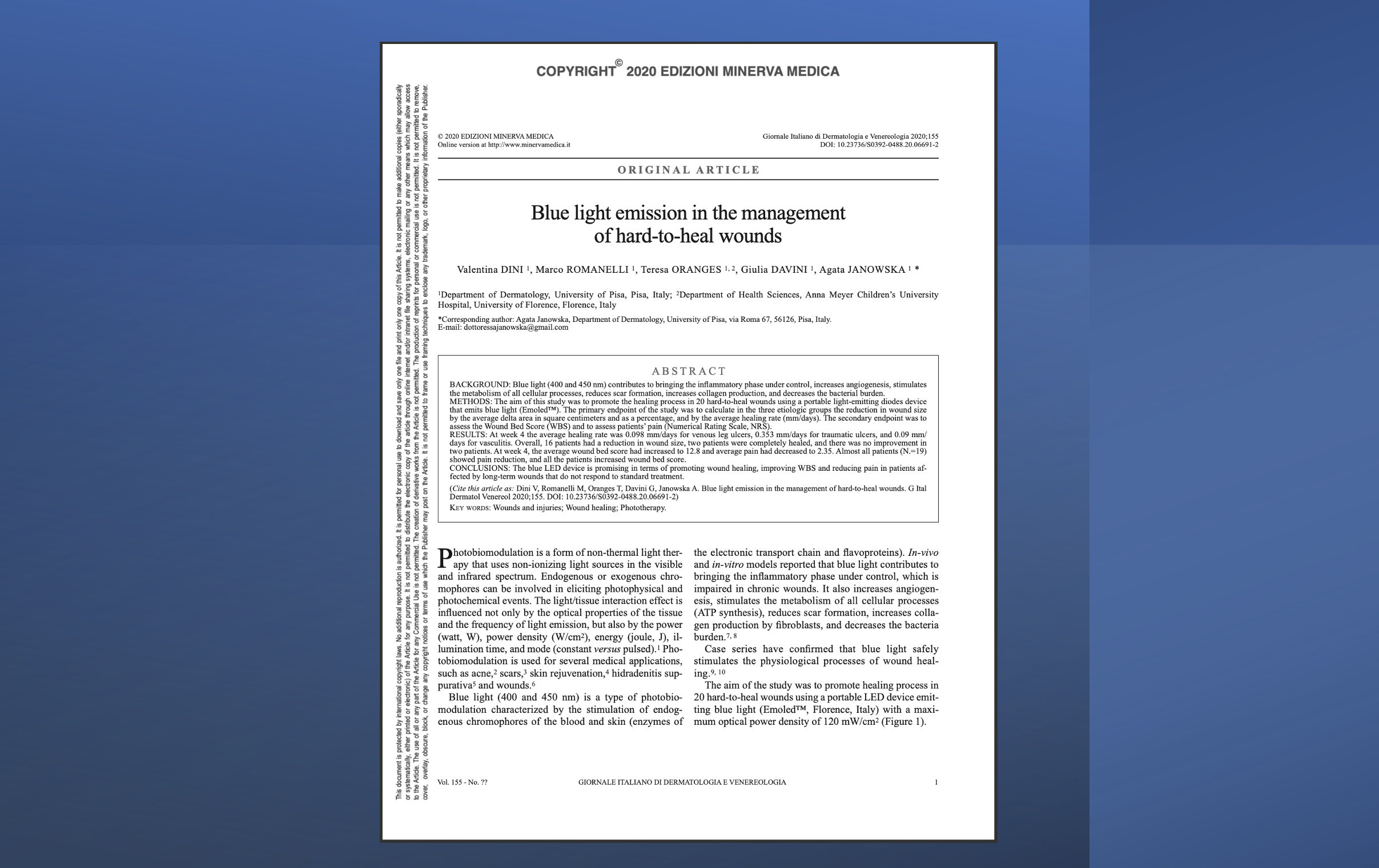 Blue light in the management of hard-to-heal wounds - Emoled