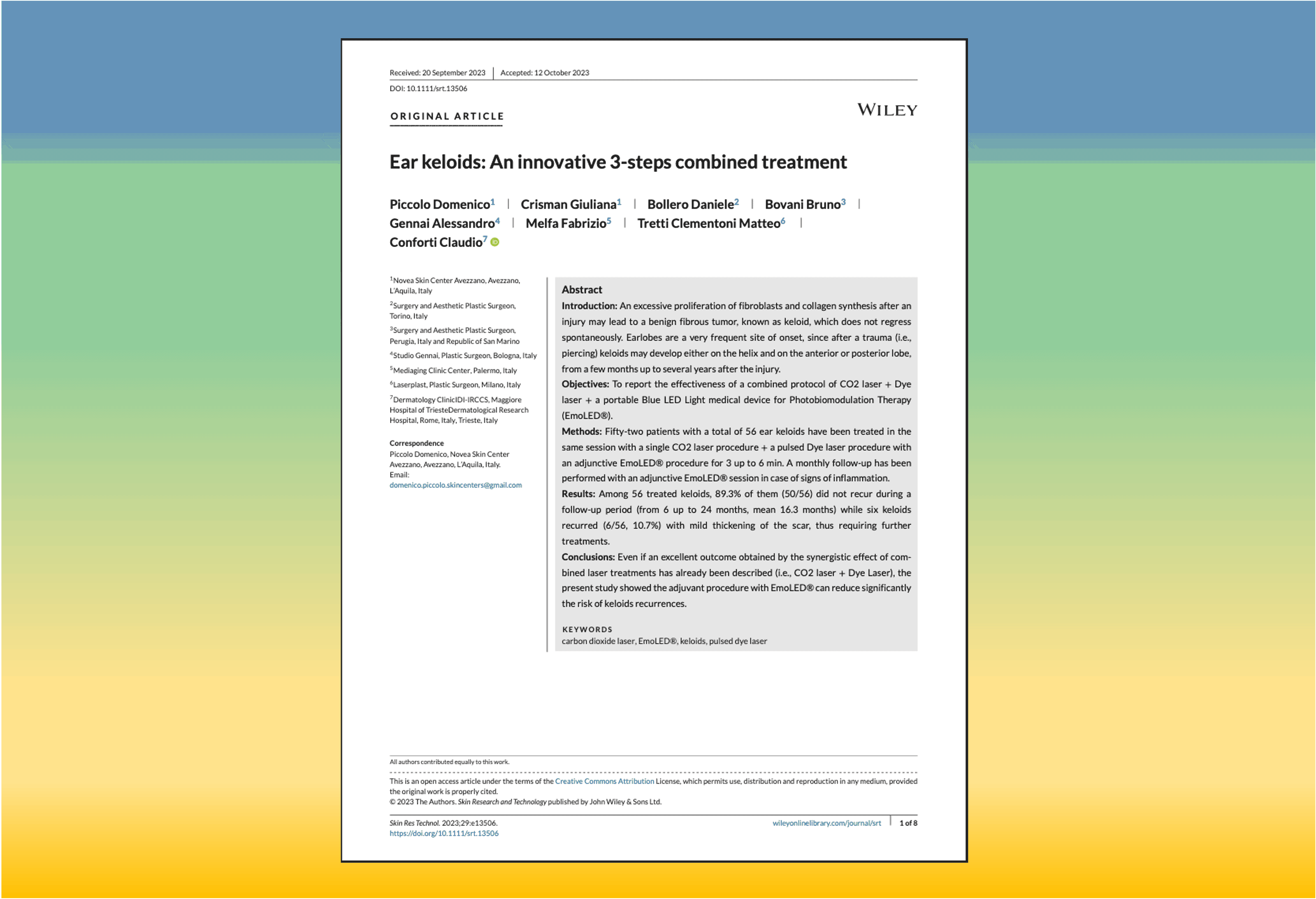 Blue Light in the treatment of ear keloids - Emoled