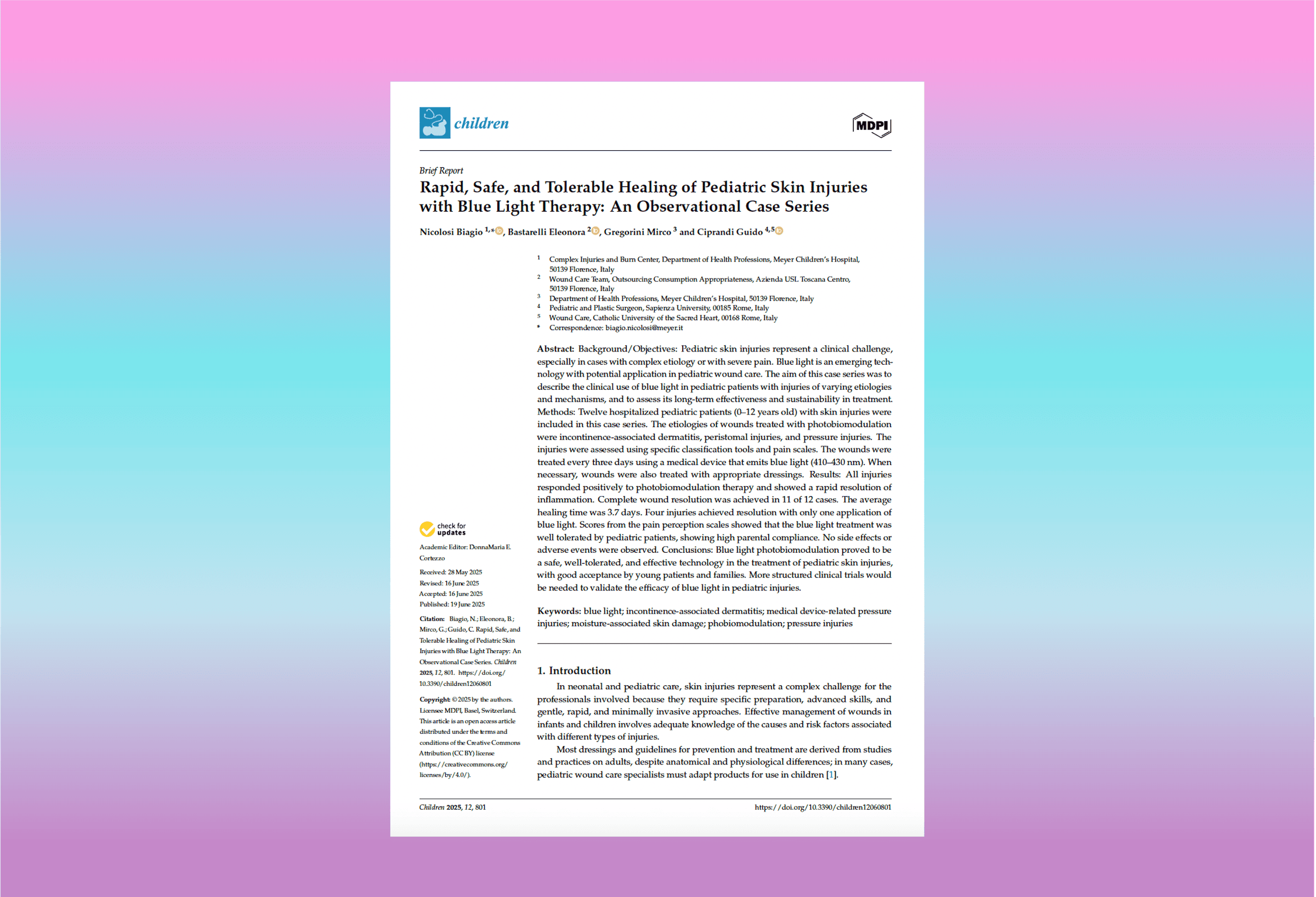Blue light in the treatment of pediatric skin injuries - Emoled